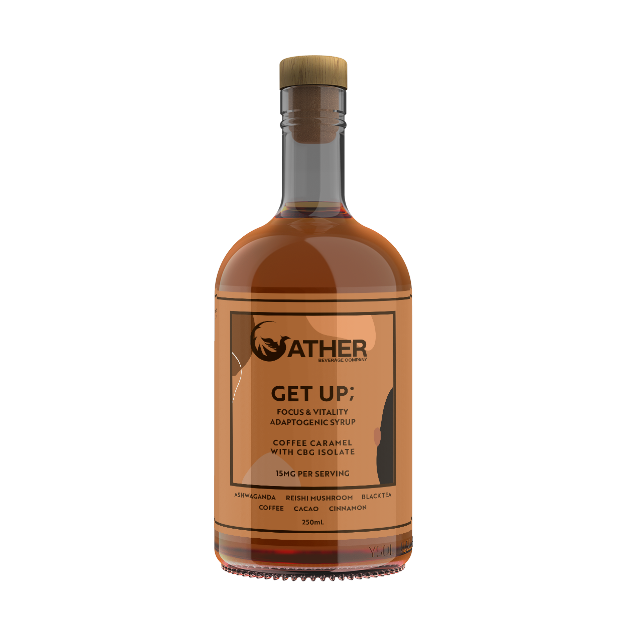 Get Up Coffee Caramel Adaptogenic Syrup with CBG 250mL bottle | Gather ...